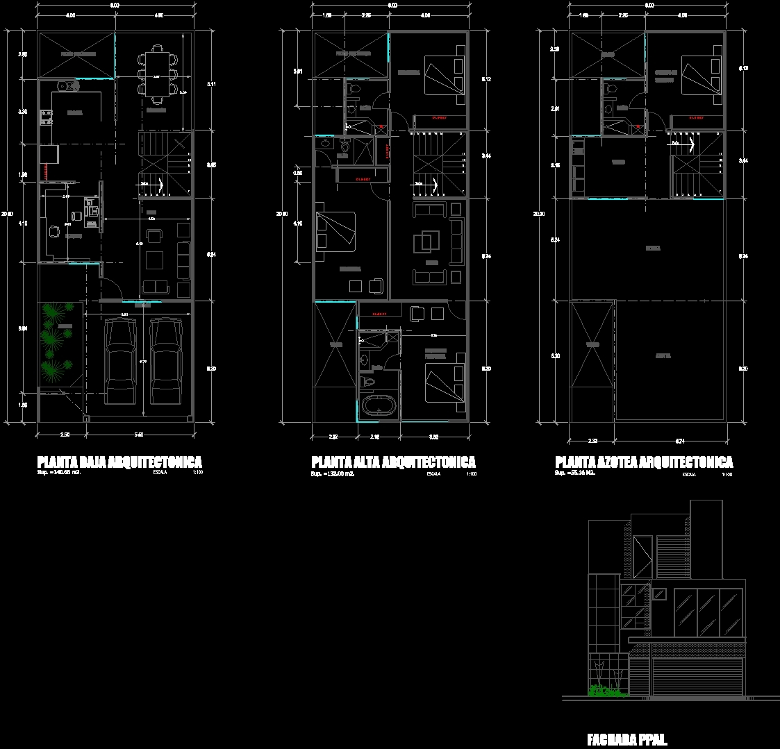 One Family Housing, 2 Storeys, Edgy Facade, Familiar Interior DWG Block ...