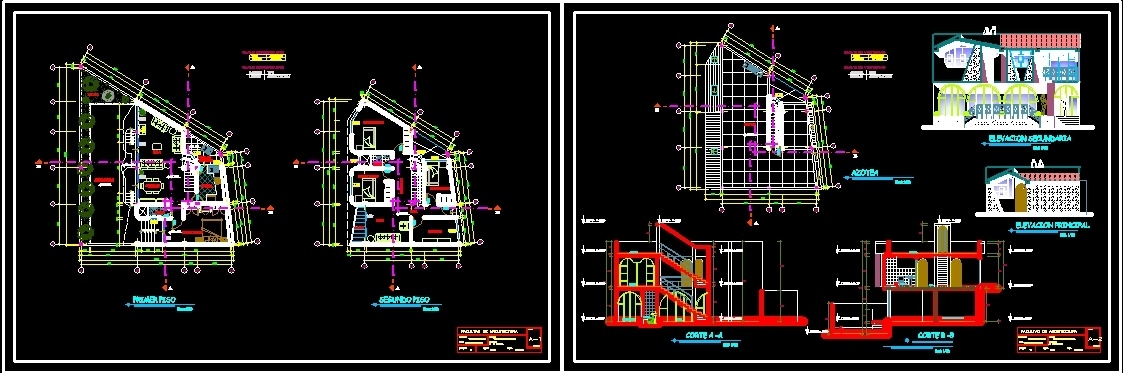 One Family Housing, Student Design Study DWG Block for AutoCAD | DesignsCAD