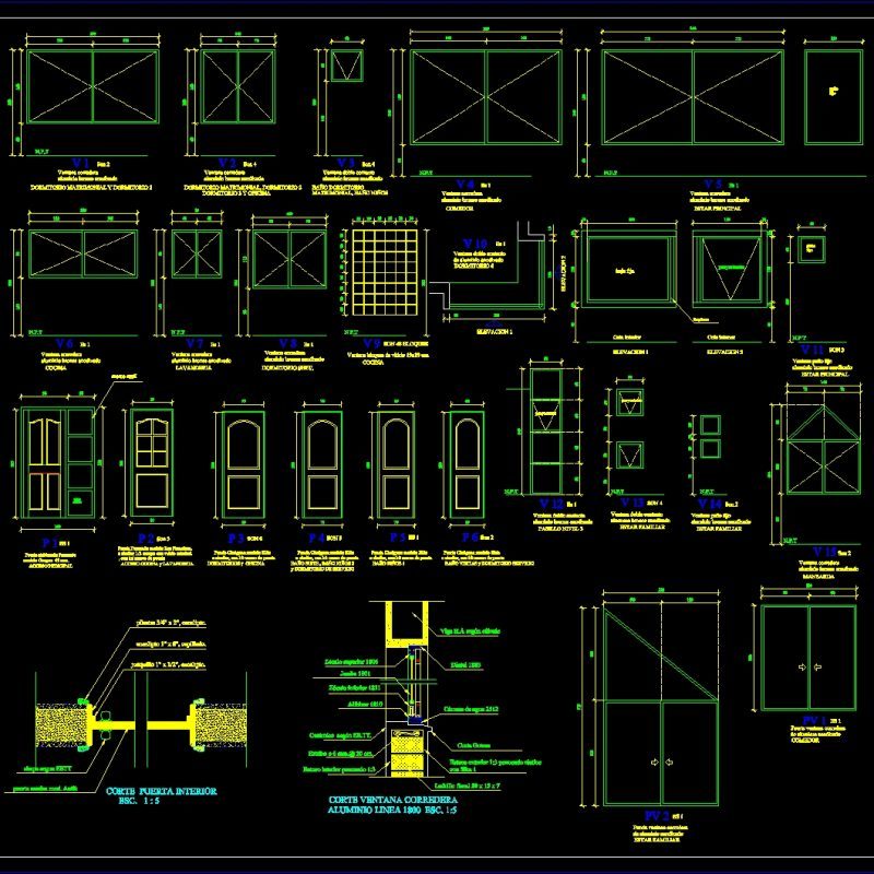 Openings:Doors And Windows DWG Detail for AutoCAD • Designs CAD
