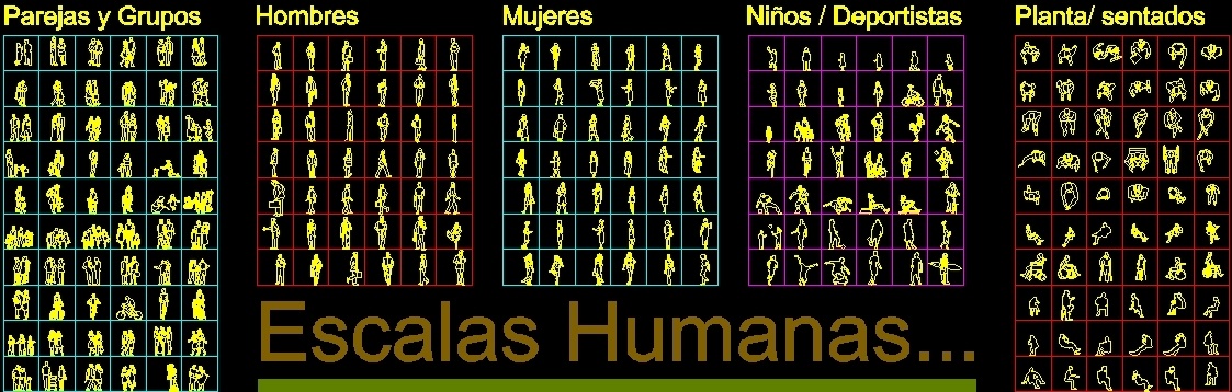 Pack Of Human Scales 2D DWG Elevation for AutoCAD • Designs CAD