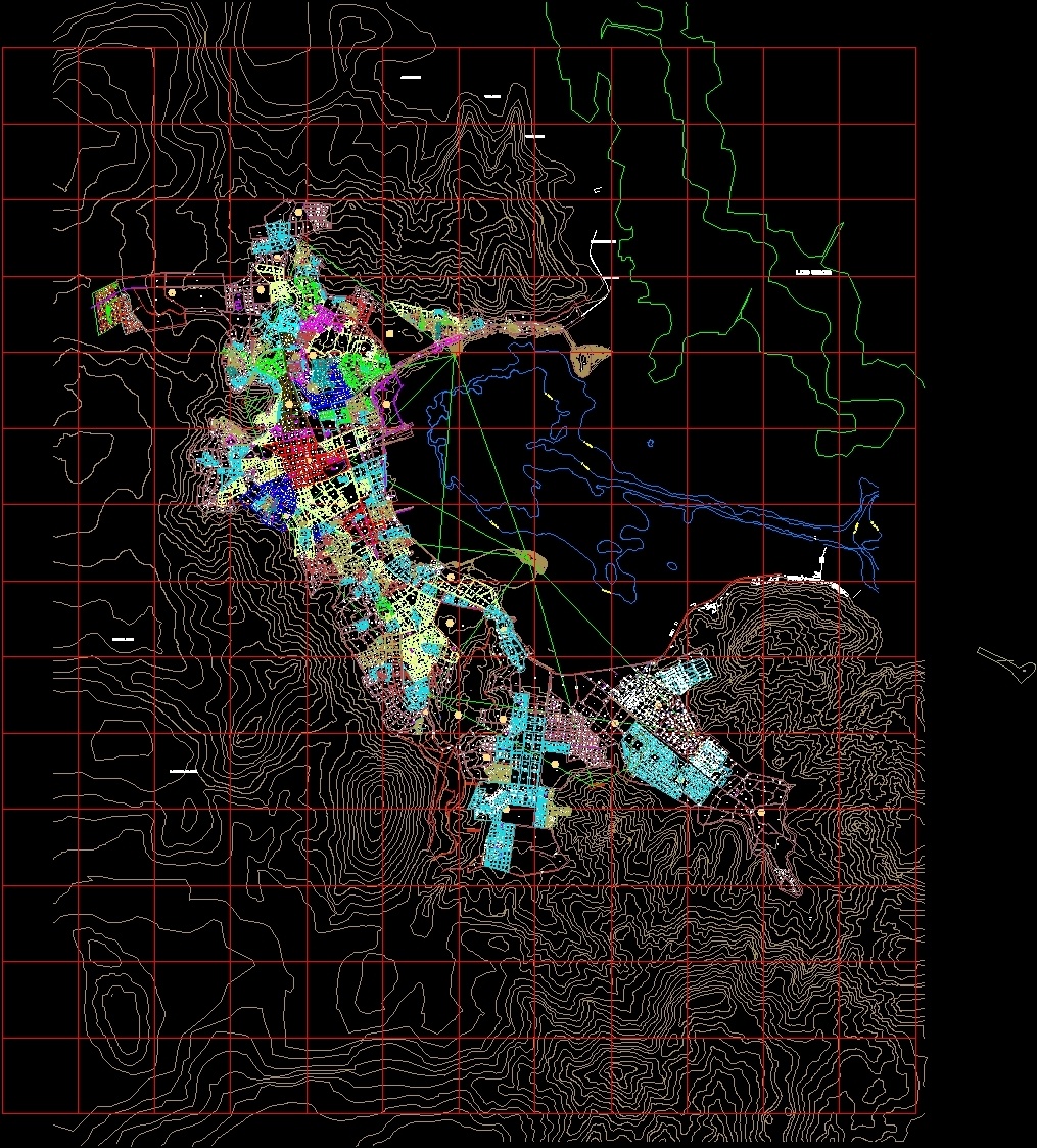 Parcel Map Puno, Peru--Streets, Neighborhoods, Topography DWG Block for ...