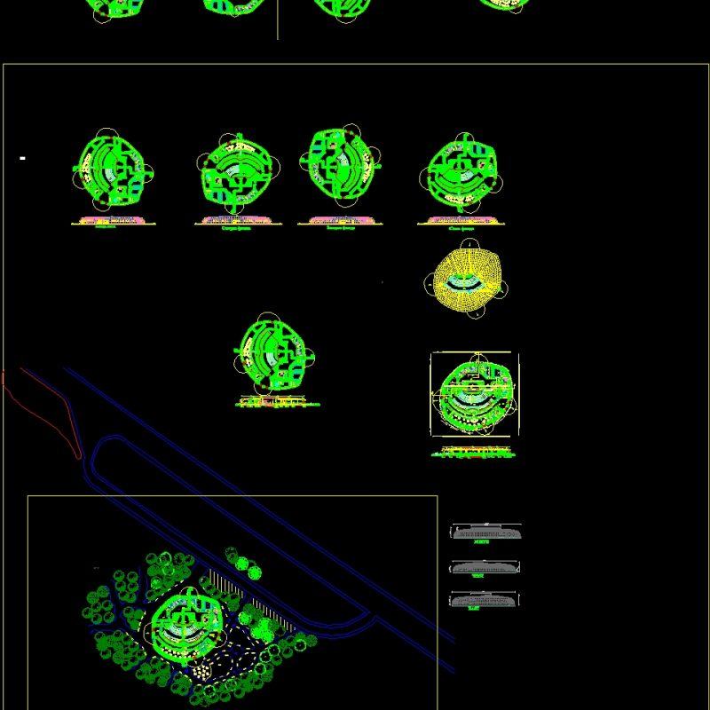 Park Amphitheater, Facade Panels Interchangeable DWG Block for AutoCAD ...