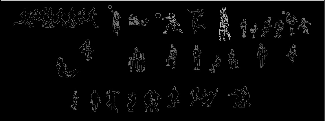 People - Practicing Sports DWG Block for AutoCAD • Designs CAD