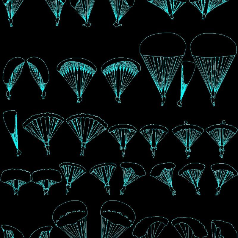 People Silhouettes Parachute And Para - Glider DWG Elevation for ...