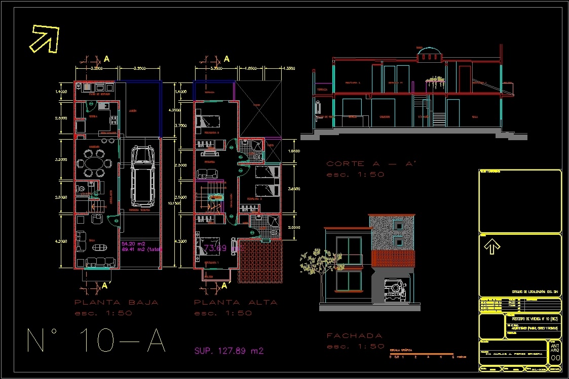 Prototype N ° 10 - A (Ten - A) Home Field 7x15 M DWG Block for AutoCAD ...