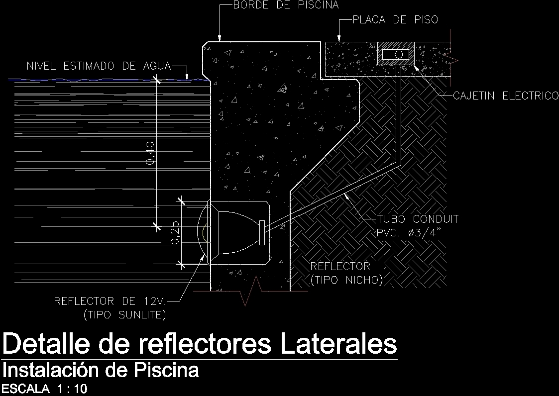 Reflectors For Walls Detail Swimming DWG Section for AutoCAD • Designs CAD