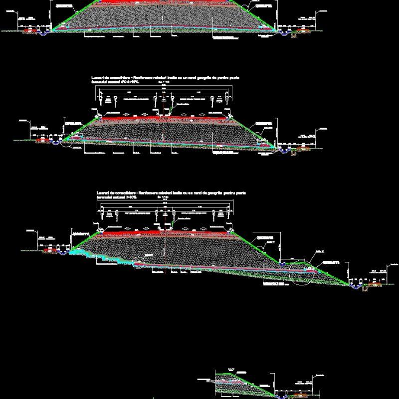 Reinforcing Embankments With One Row Of Geogrid DWG Block for AutoCAD ...