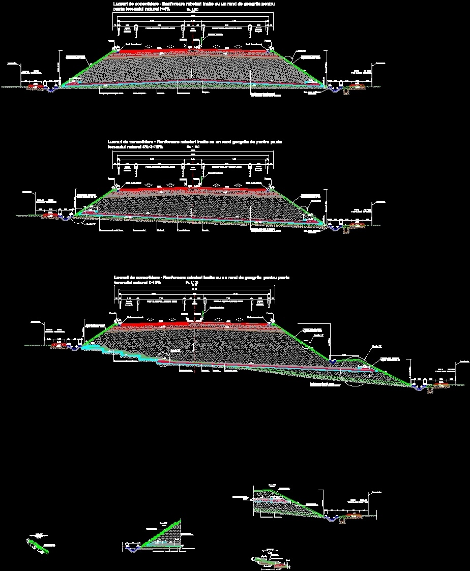 Reinforcing Embankments With One Row Of Geogrid DWG Block for AutoCAD ...