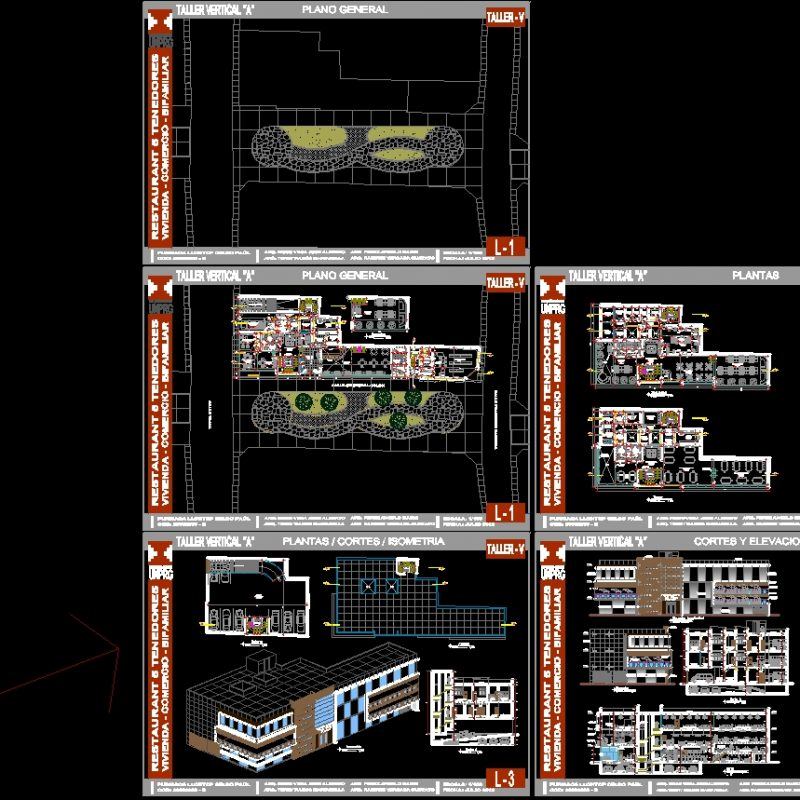 Restaurant, Retail Stores And Apartments DWG Block for AutoCAD ...