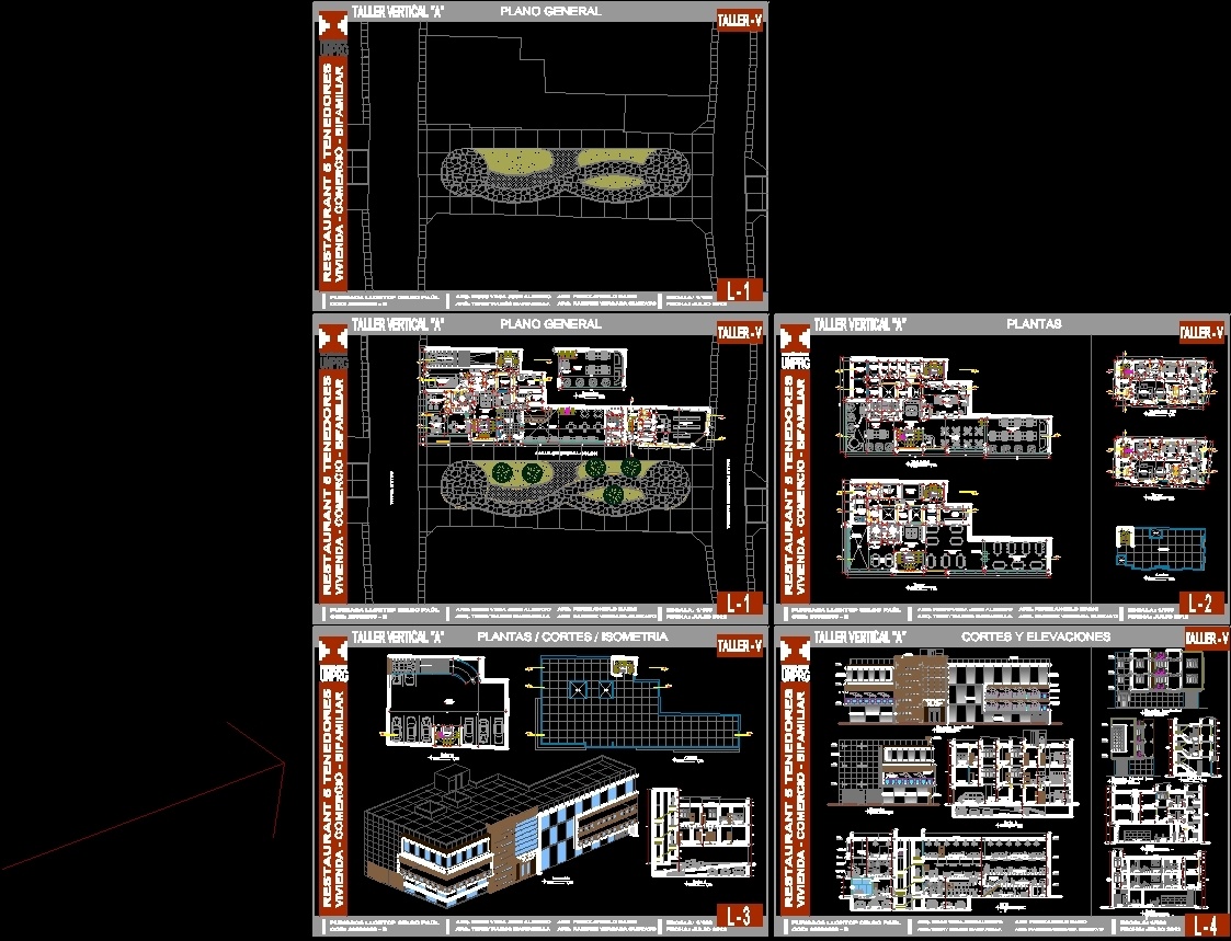 Restaurant, Retail Stores And Apartments DWG Block for AutoCAD ...
