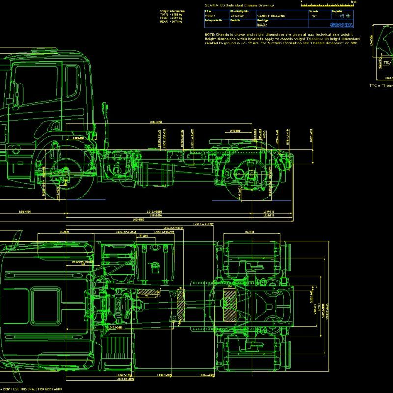 Scania Truck Tractor 2D DWG Block for AutoCAD • Designs CAD