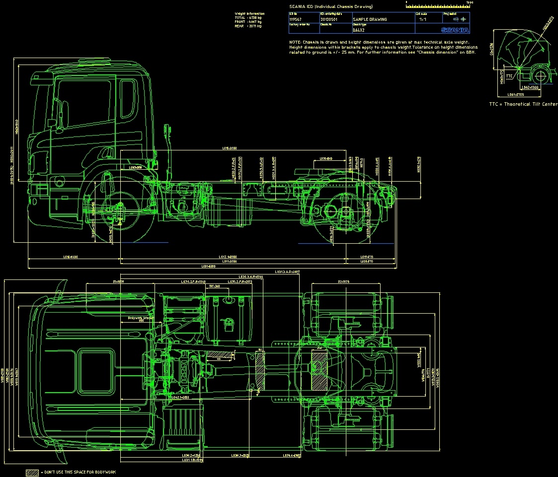 Scania Truck Tractor 2D DWG Block for AutoCAD • Designs CAD
