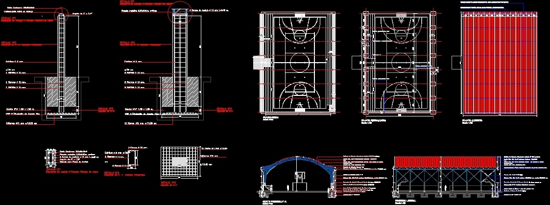 Shed-Covered School Courts, Padcaya Bolivis DWG Block for AutoCAD ...