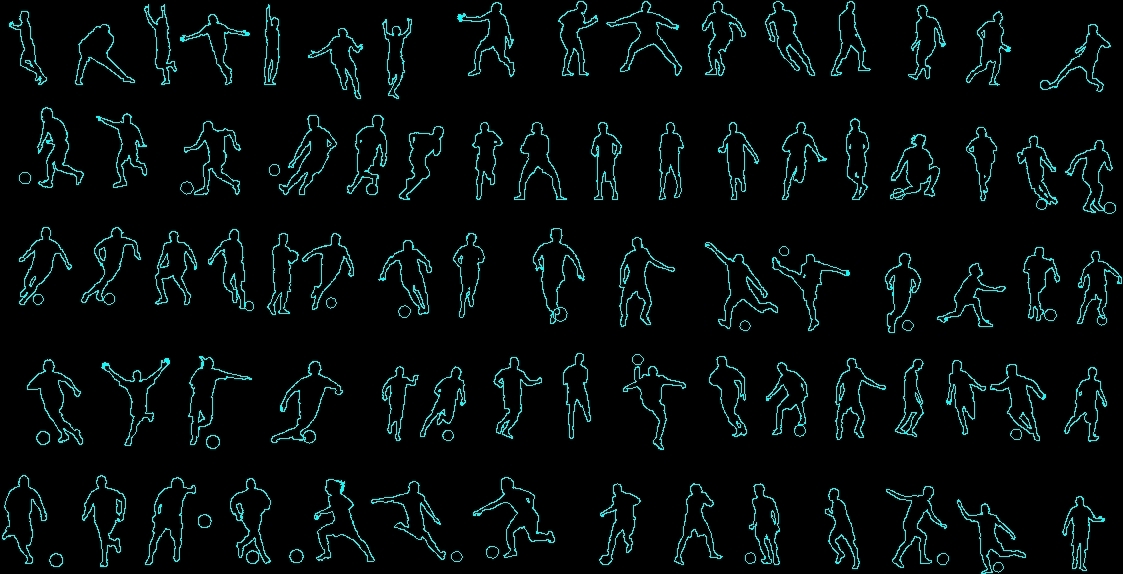 Silhouettes People Playing Football - Part 1 DWG Full Project for ...