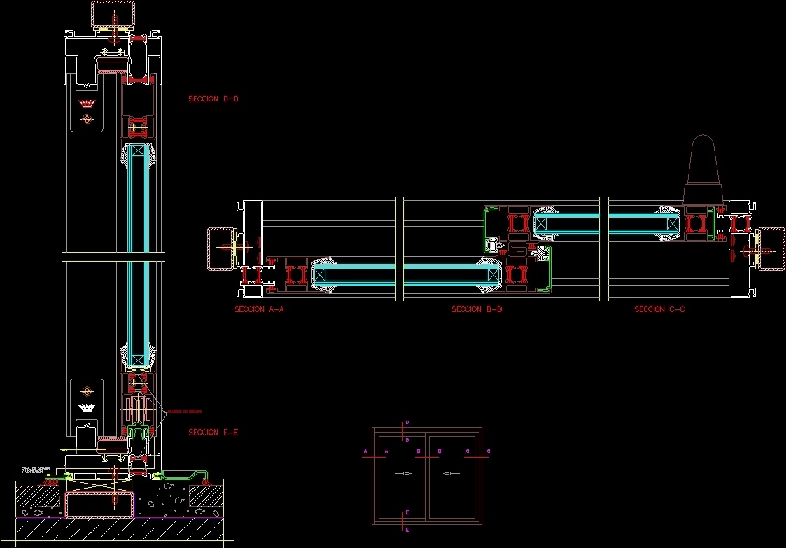 Sliding Window DWG Section For AutoCAD Designs CAD