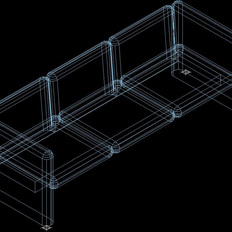 Sofa Three Places 3D DWG Model for AutoCAD | DesignsCAD