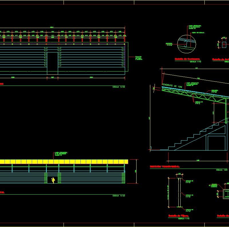 Stadium Grandstand Roof Dwg Block For Autocad • Designs Cad