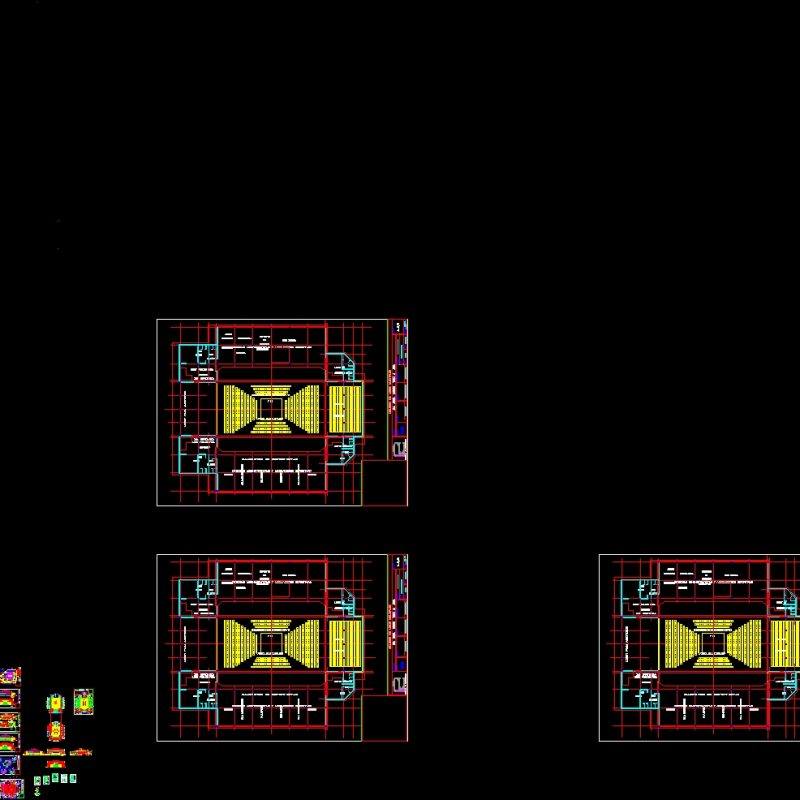 Stadium With 2 Multi-Use Courts, Seats 1000, Amenities DWG Block for ...