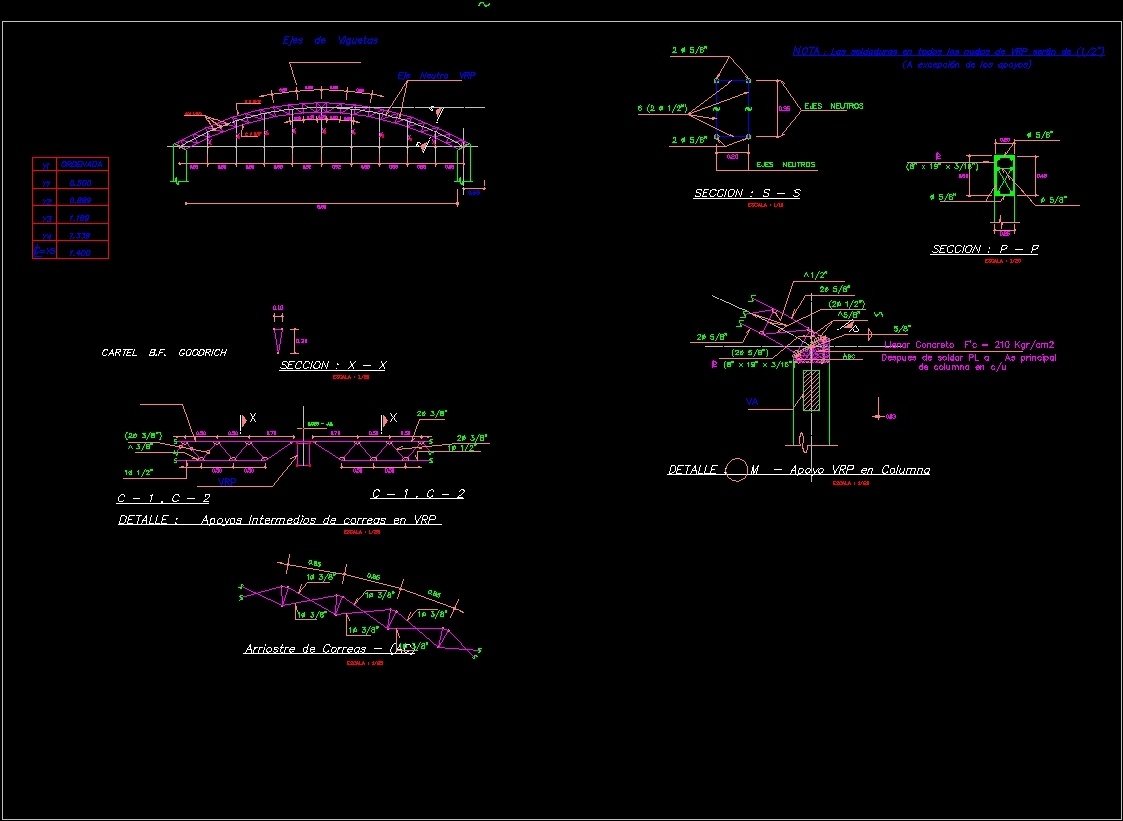 Structure Of Parabolic Metallic Cover DWG Detail for AutoCAD • Designs CAD