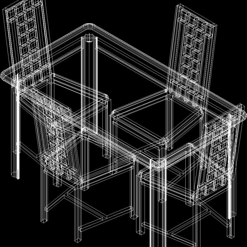 Table And Chairs 3D DWG Model for AutoCAD • Designs CAD