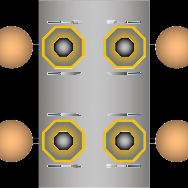 Table Four Places DWG Block for AutoCAD • Designs CAD