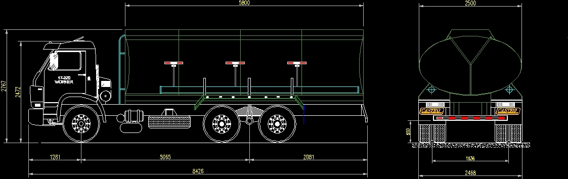 Tanker Truck, Water For Irrigation Or Drinking DWG Block for AutoCAD ...