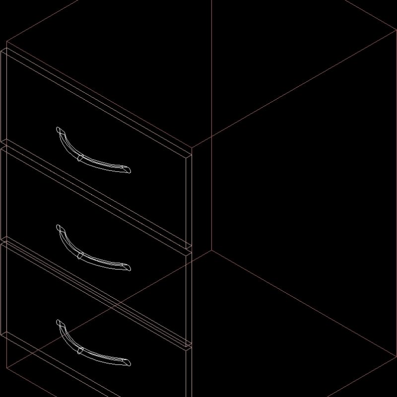 Three Drawer Cabinet 3D DWG Model for AutoCAD • Designs CAD