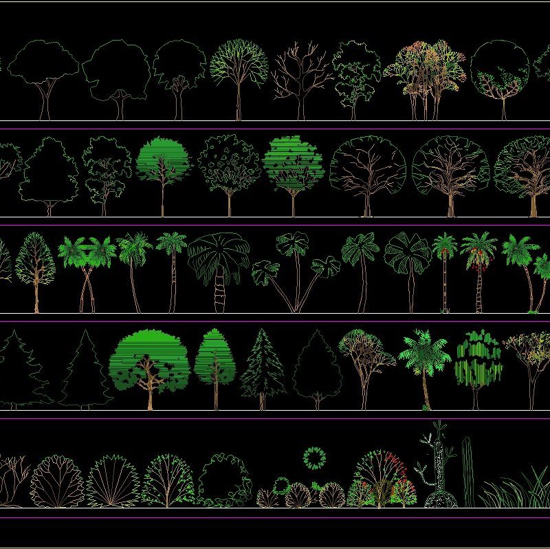 Trees In View DWG Section for AutoCAD • Designs CAD