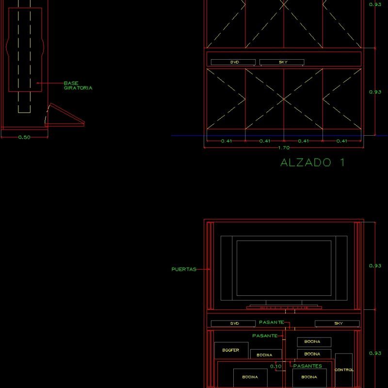 Tv Furniture DWG Elevation for AutoCAD • Designs CAD