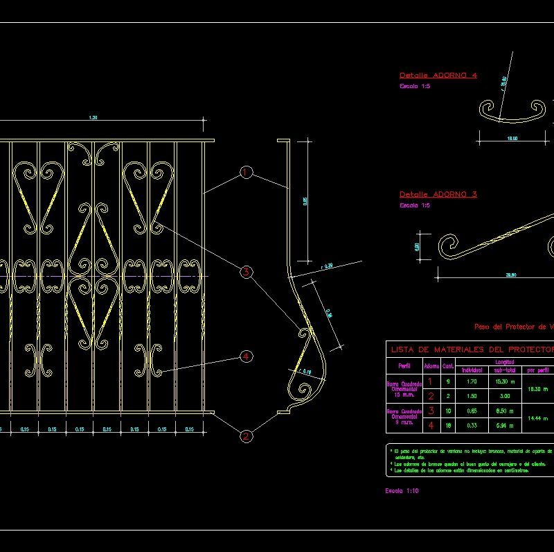 Window Forged Grill DWG Detail for AutoCAD • Designs CAD