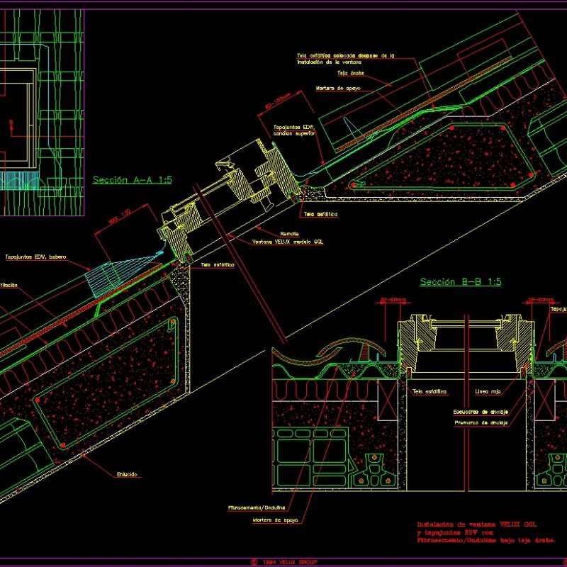 Windows At Jnclined Roofs - Velux 1003 DWG Block for AutoCAD • Designs CAD