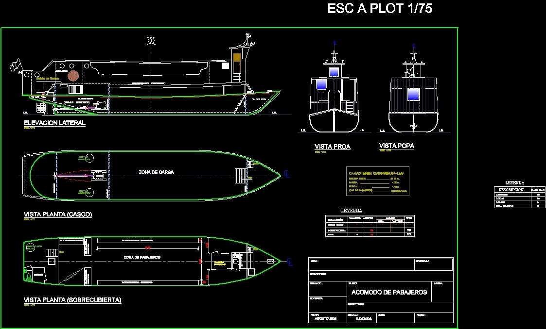 Wooden River Boat, Passenger Berths, Peru DWG Block for AutoCAD ...