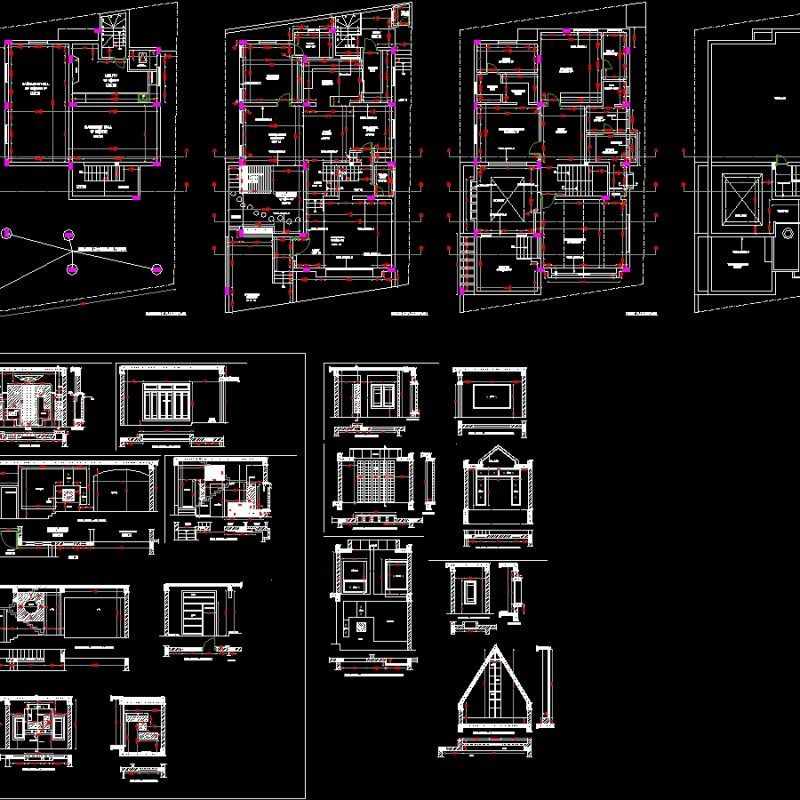 2 Bedroom Bungalow Row House DWG Detail for AutoCAD • Designs CAD