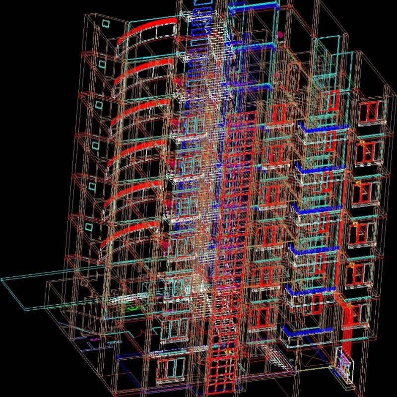 Apartment Building 3D DWG Model for AutoCAD • Designs CAD