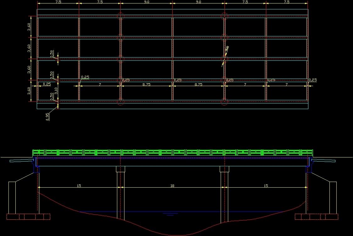 Bridge In Beam T Longitudinal Profile DWG Section for AutoCAD • Designs CAD