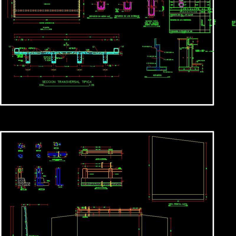 Bridge Structure Details, Girder Beams And Slab DWG Plan for AutoCAD ...