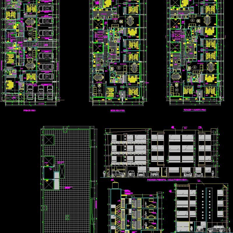 Corner Apartment Building – Puerto Rico DWG Section for AutoCAD ...