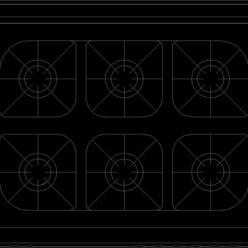 Dynamic - 6 Block Burners DWG Block for AutoCAD • Designs CAD