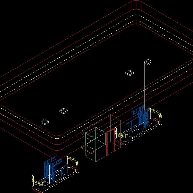 Gas Station - Two Spouts Cabin 3D DWG Model for AutoCAD • Designs CAD