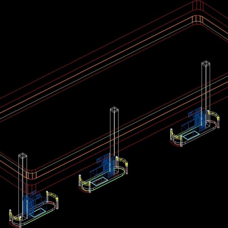 Gas Station Lineal 3 Spouts - Cabin - 3D DWG Model for AutoCAD ...
