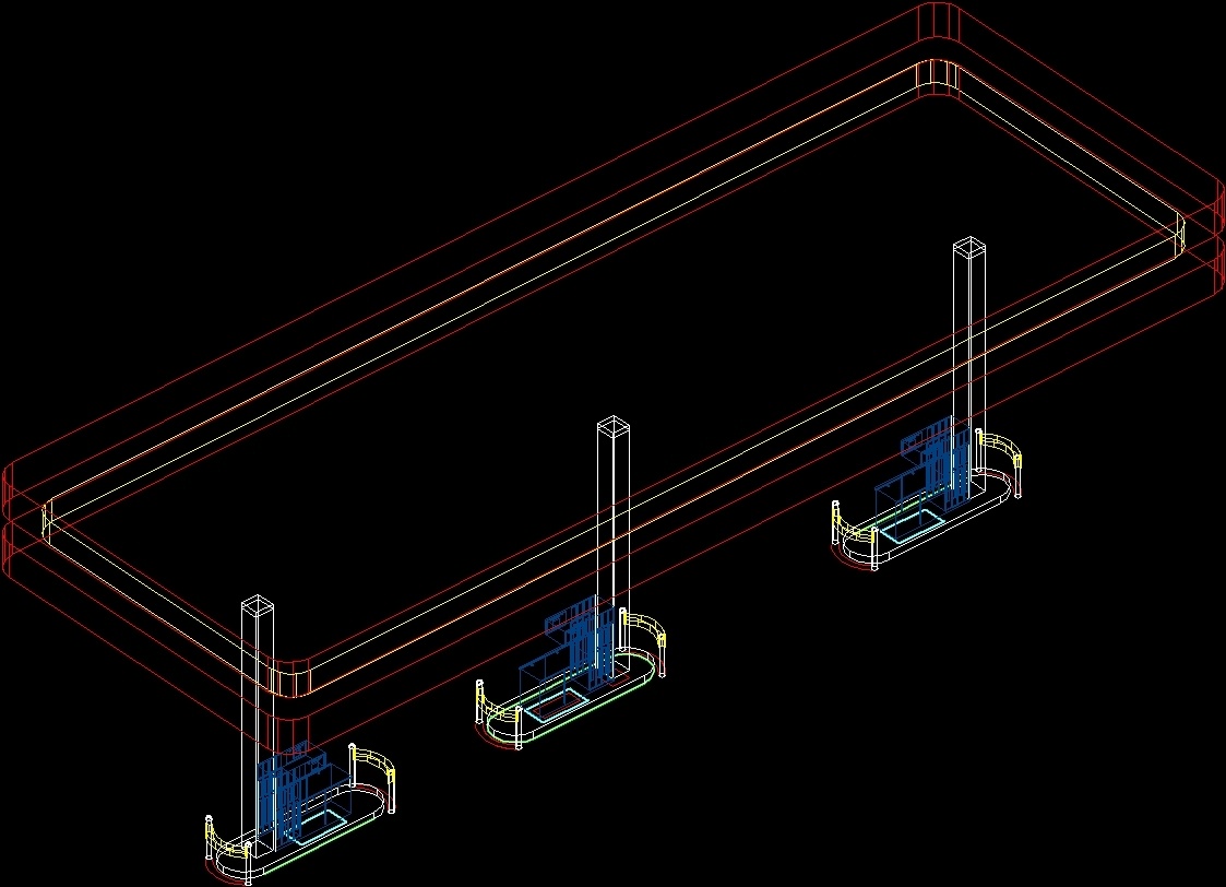 Gas Station Lineal 3 Spouts - Cabin - 3D DWG Model for AutoCAD ...