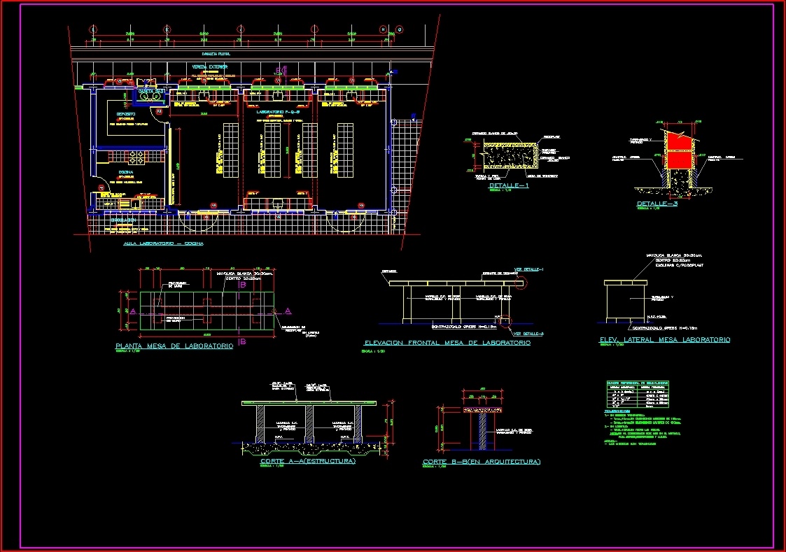 Laboratory Table--Cement With Ceramic Coating DWG Section for AutoCAD ...