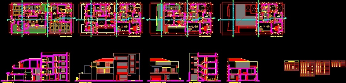 Multi Family - 4 Levels DWG Block for AutoCAD • Designs CAD