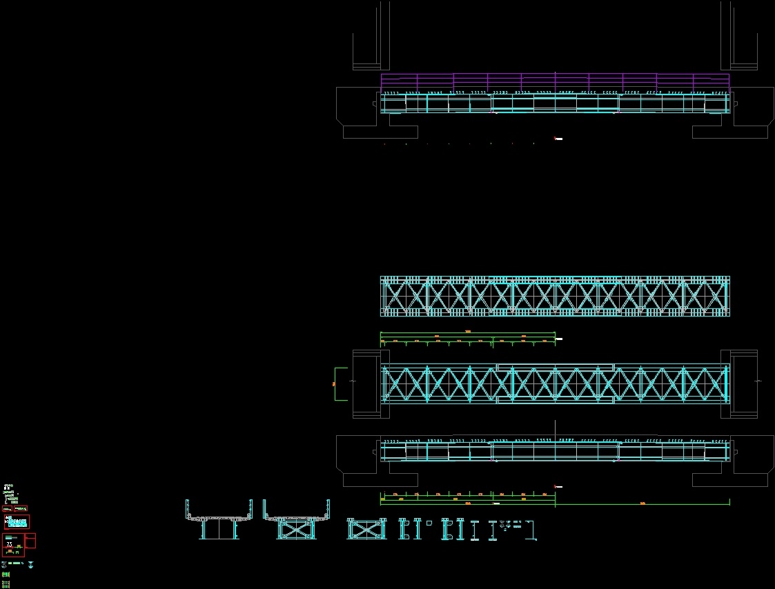 Plano Auto Metal Bridge Beams Light = 28m DWG Section for AutoCAD ...