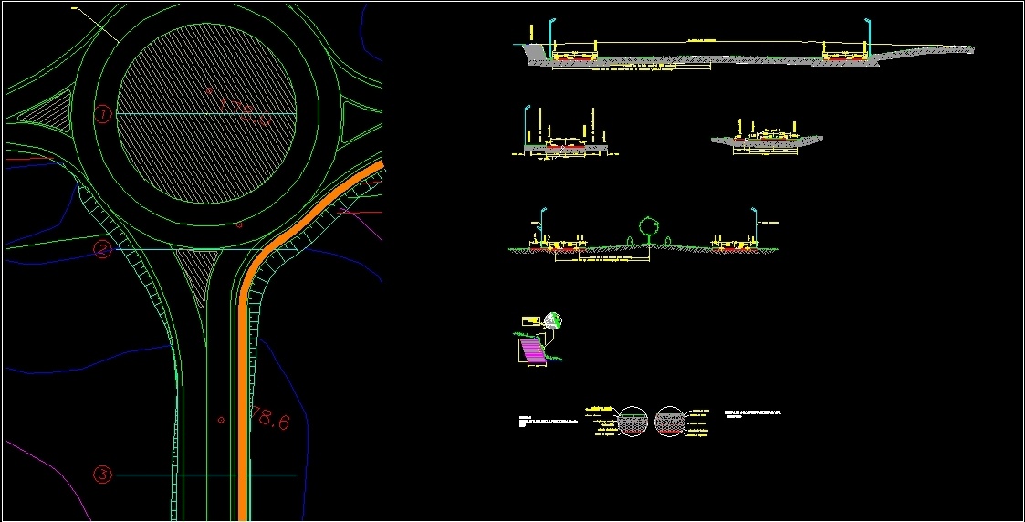Roundabout - Plant - Sections DWG Section for AutoCAD • Designs CAD