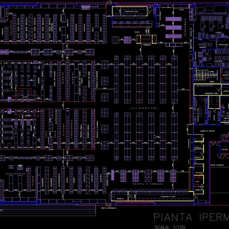 Shopping Center - - Supermarket And Department Store DWG Block for ...