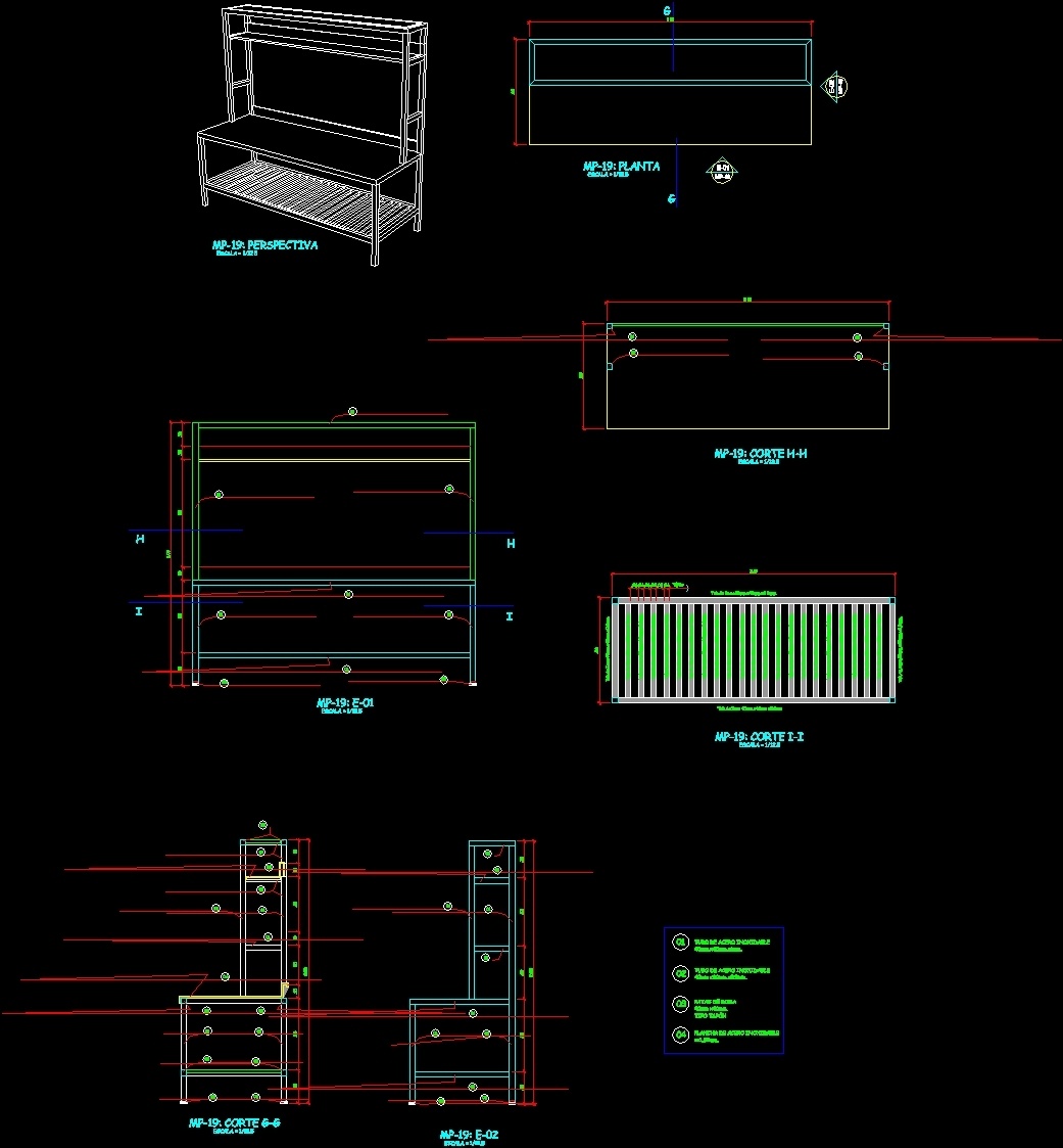 Stainless Steel Table Top Shelf DWG Elevation for AutoCAD • Designs CAD