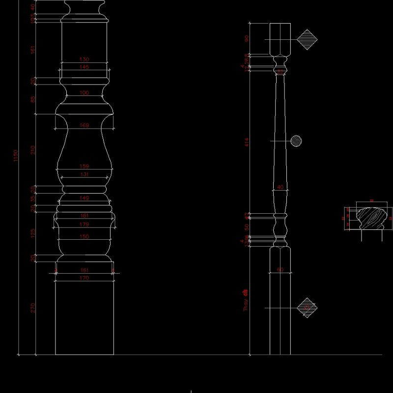 Staircase Post DWG Detail for AutoCAD • Designs CAD