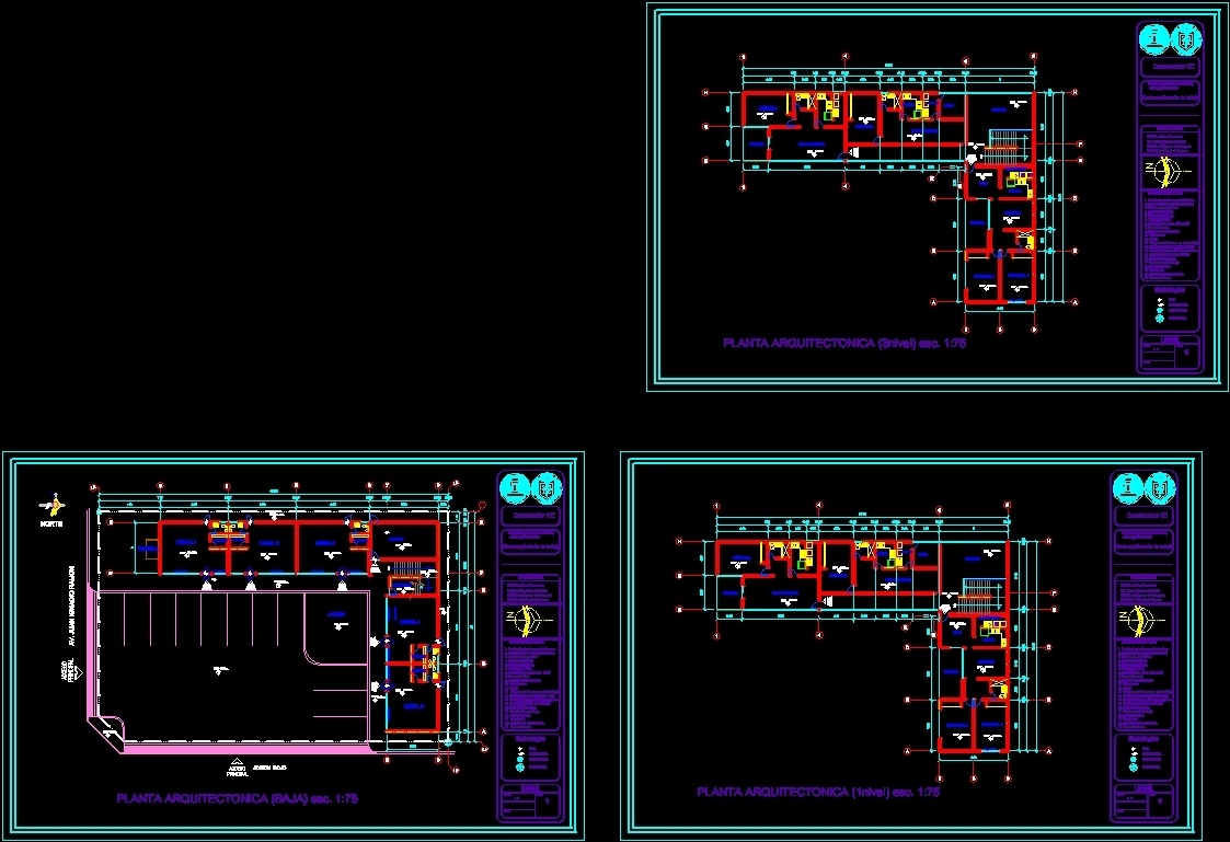 Stores And Commercial Spaces, 3 Storeys DWG Block for AutoCAD • Designs CAD