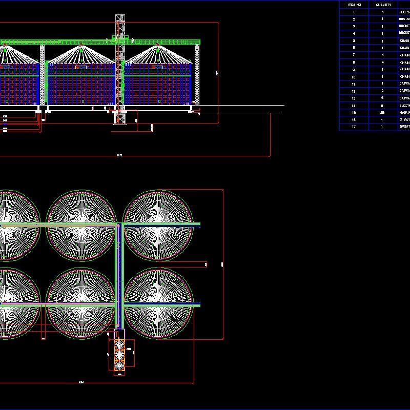 Tons Grain Silo Storage Plant DWG Block for AutoCAD • Designs CAD